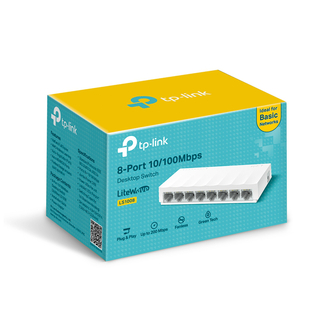 TP LINK LS1008 Green Tech 8 Port MegaBit Y netilemez Masa st 